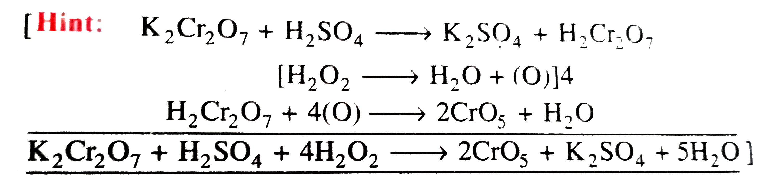 When hydrogen peroxide is added to acidified potassium dichromate, a ...