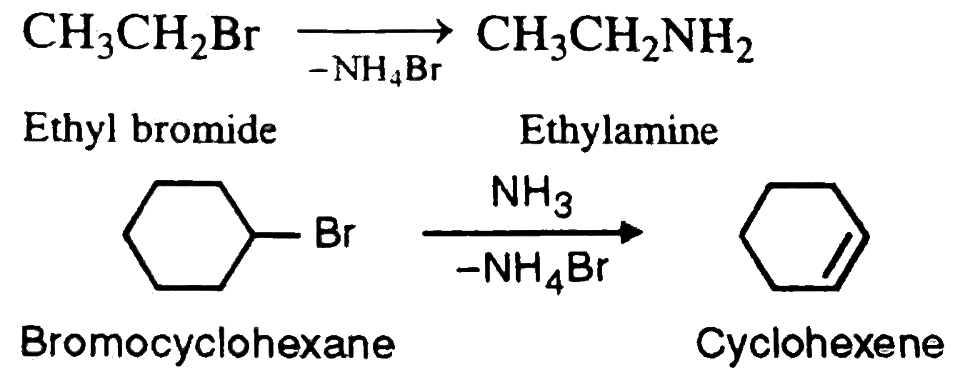 Ethyl bromide and bromocyclohexane are treated separately with ammonia ...