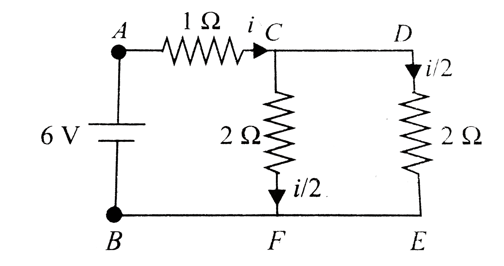 An infinite ladder is constructed with `1(Omega)`and `2(Omega)`resistor ...