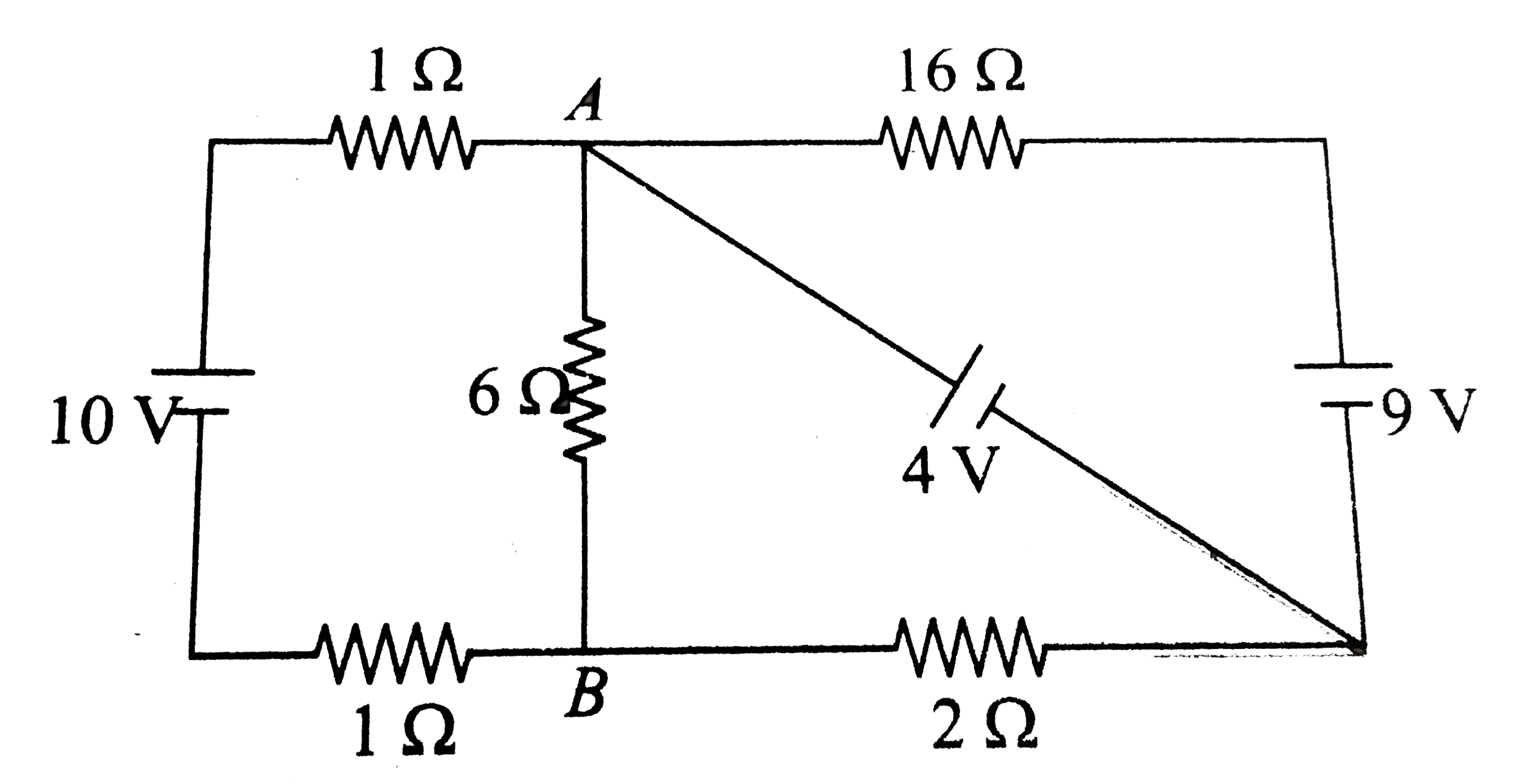 Find the potential difference (inV) between points A and B shown in the ...
