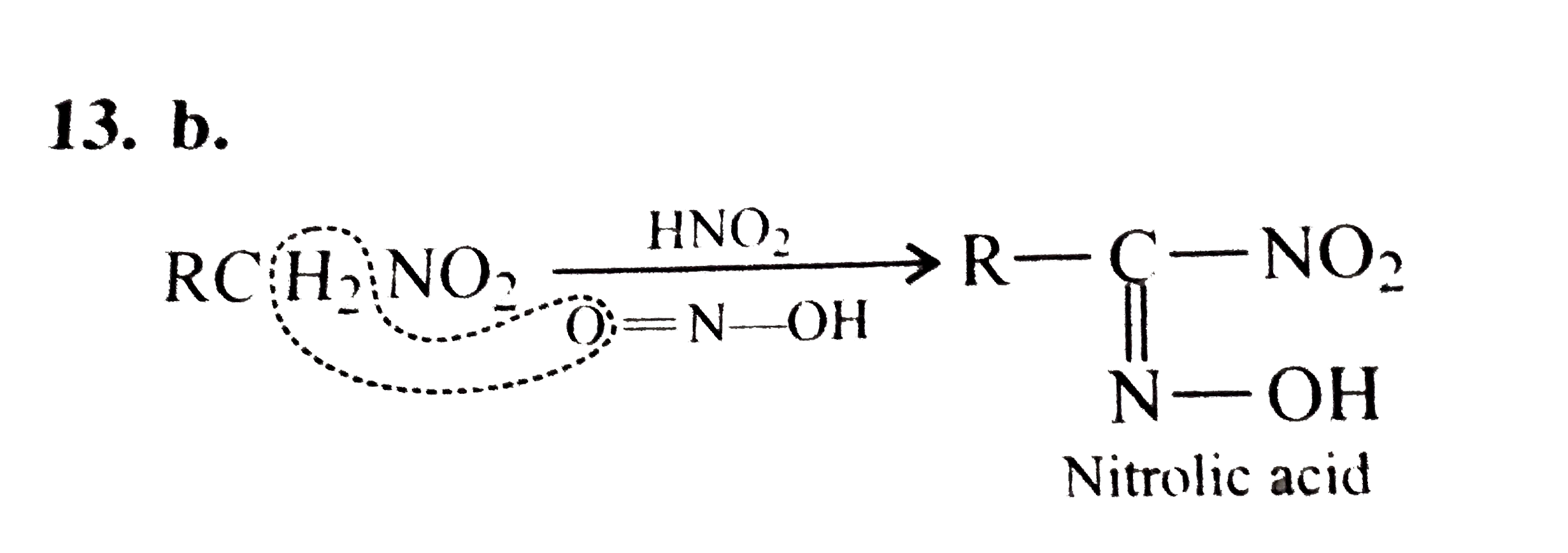 A primary nitroalkane is treated with nitrous acid,which of the ...