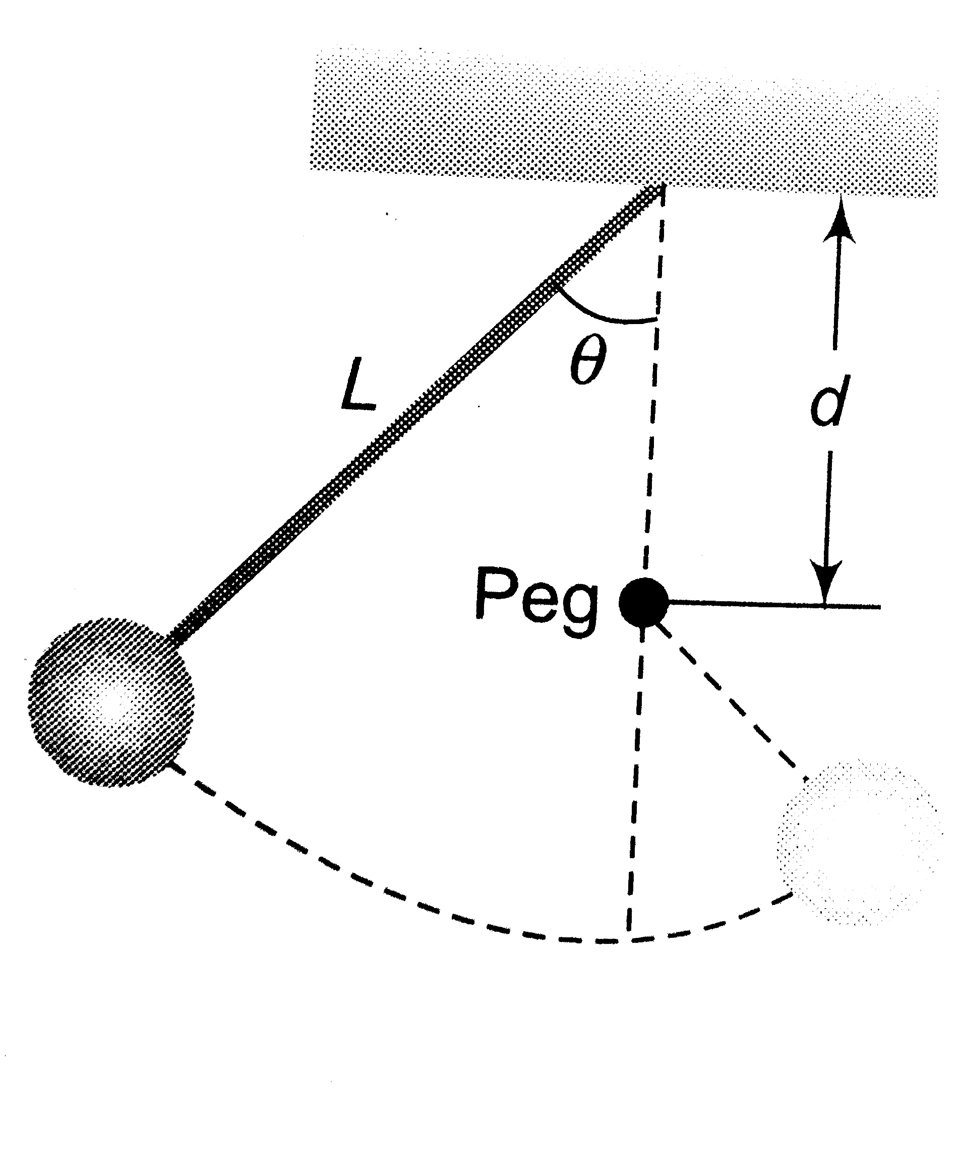 A pendulum comprising a light string of length `L` and small sphere ... A pendulum comprising a light string of length `L` and small sphere ...