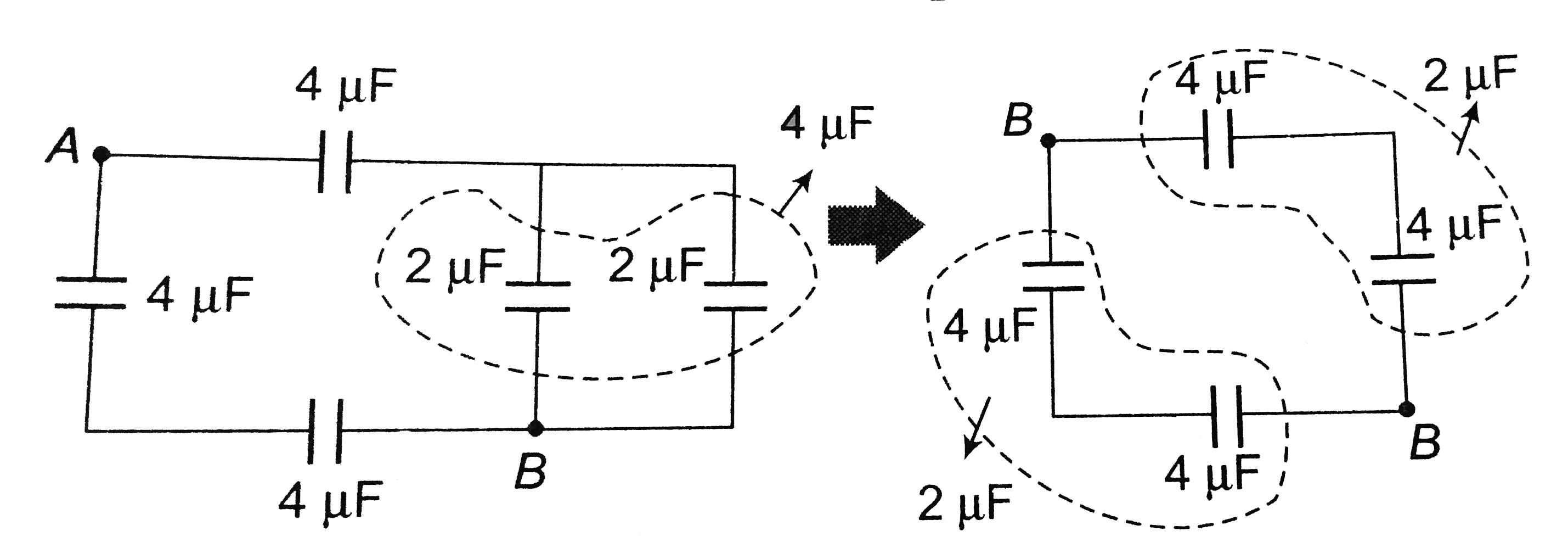 In the circuit as shown in the figure the effective capacitance between ...