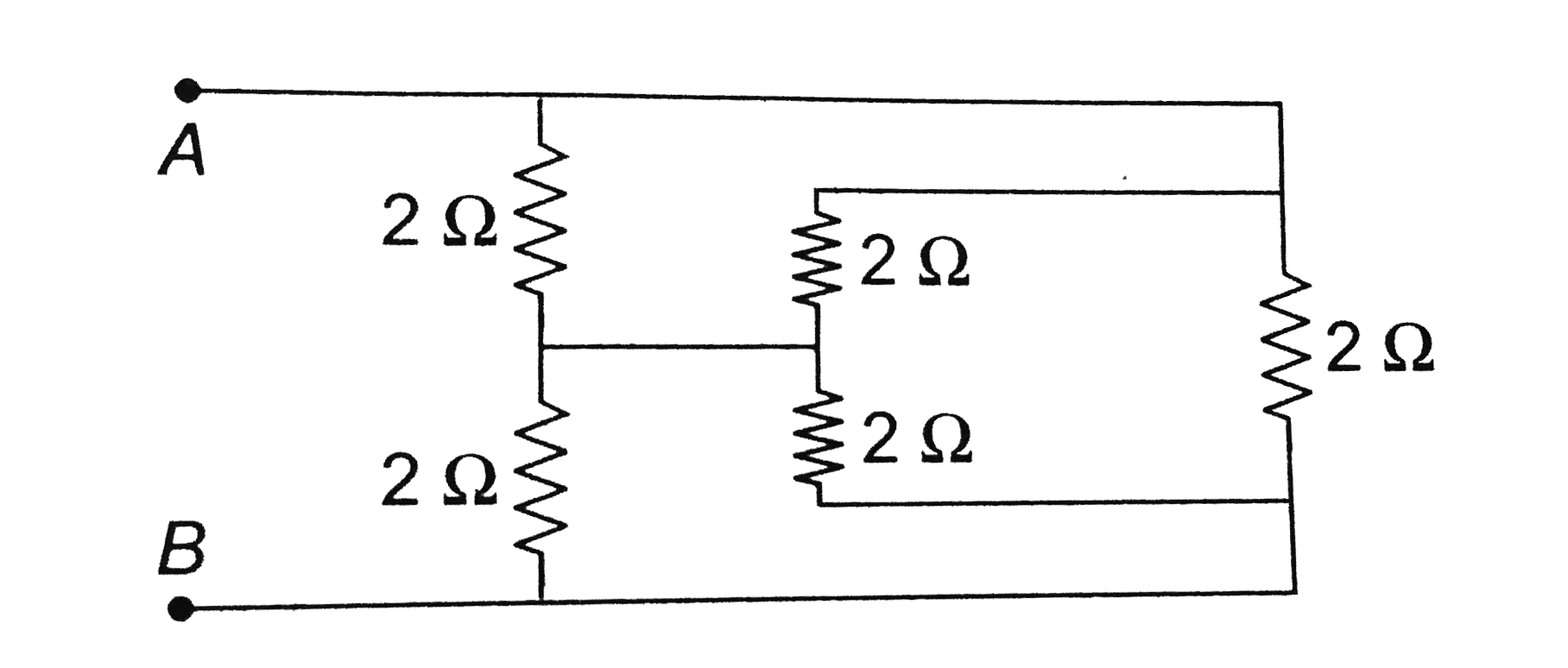 Find the equivalent resistance across `AB` : - Sarthaks eConnect ... Find the equivalent resistance across `AB` : - Sarthaks eConnect ...