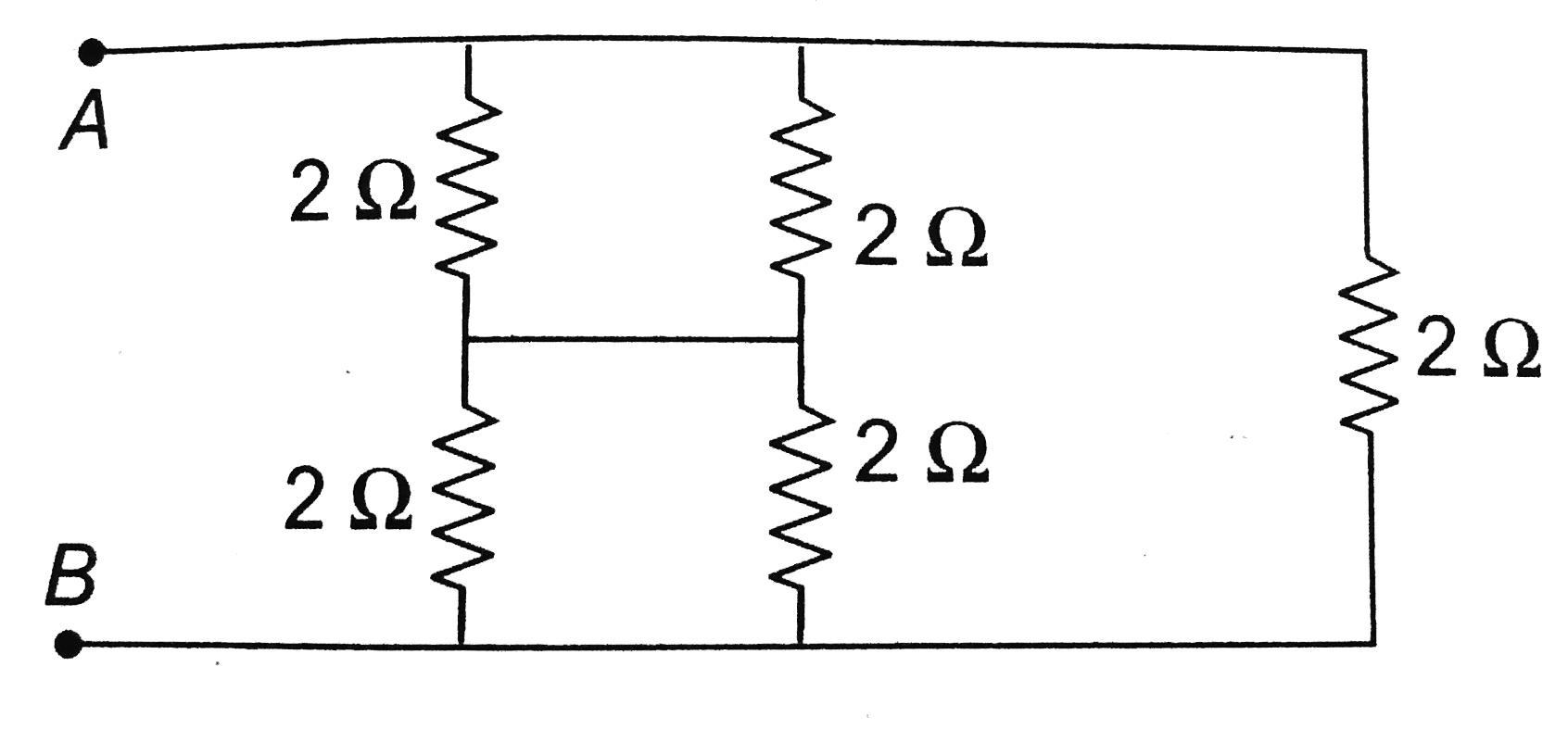 Find the equivalent resistance across `AB` : - Sarthaks eConnect ... Find the equivalent resistance across `AB` : - Sarthaks eConnect ...