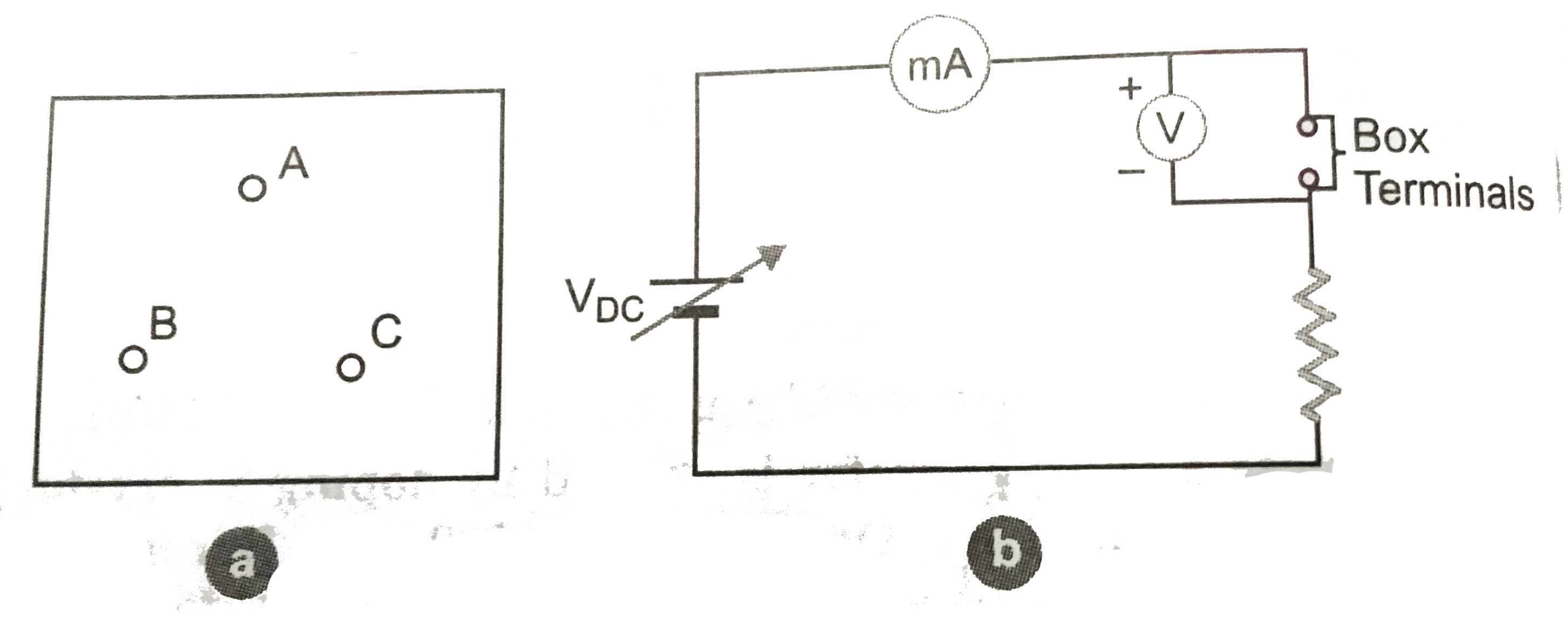 Consider a box with three terminals on top of it as shown in Fig. Three ...