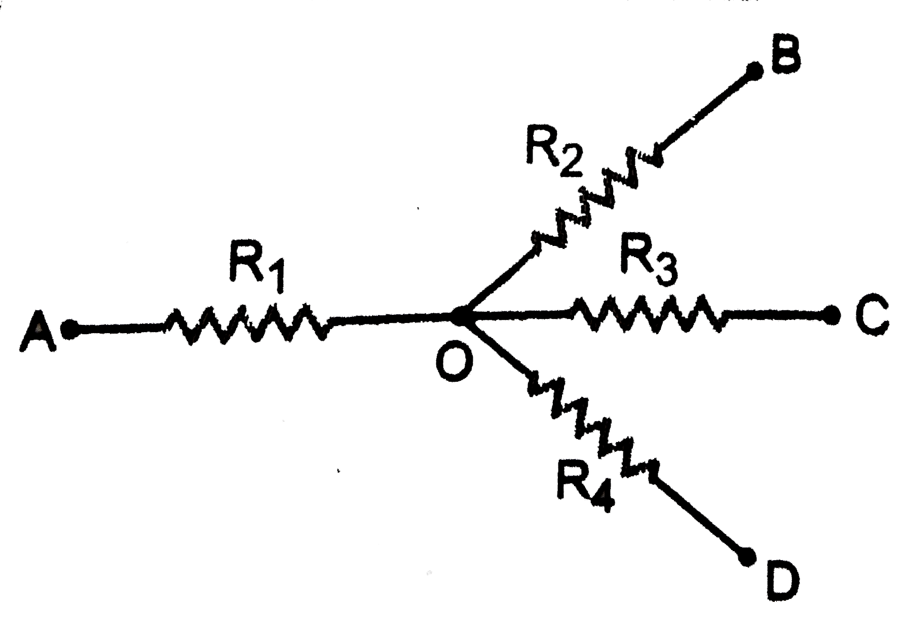 In the `R_(1) = 10 Omega ,R_(2) = 20 Omega, R_(3) = 40 Omega R_(4) = 80 ...