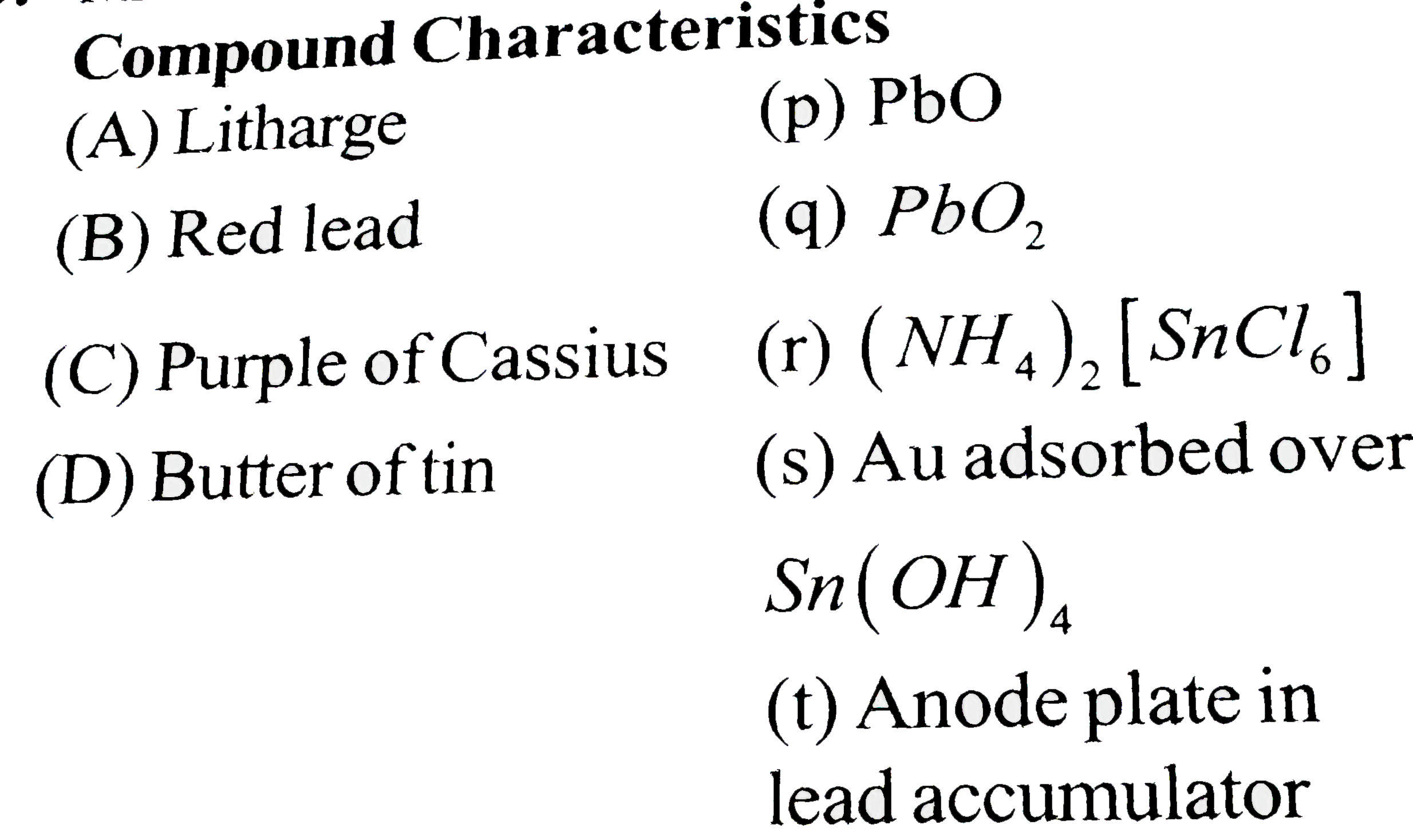 Match the following `:` Compound Characteristics - Sarthaks eConnect ...