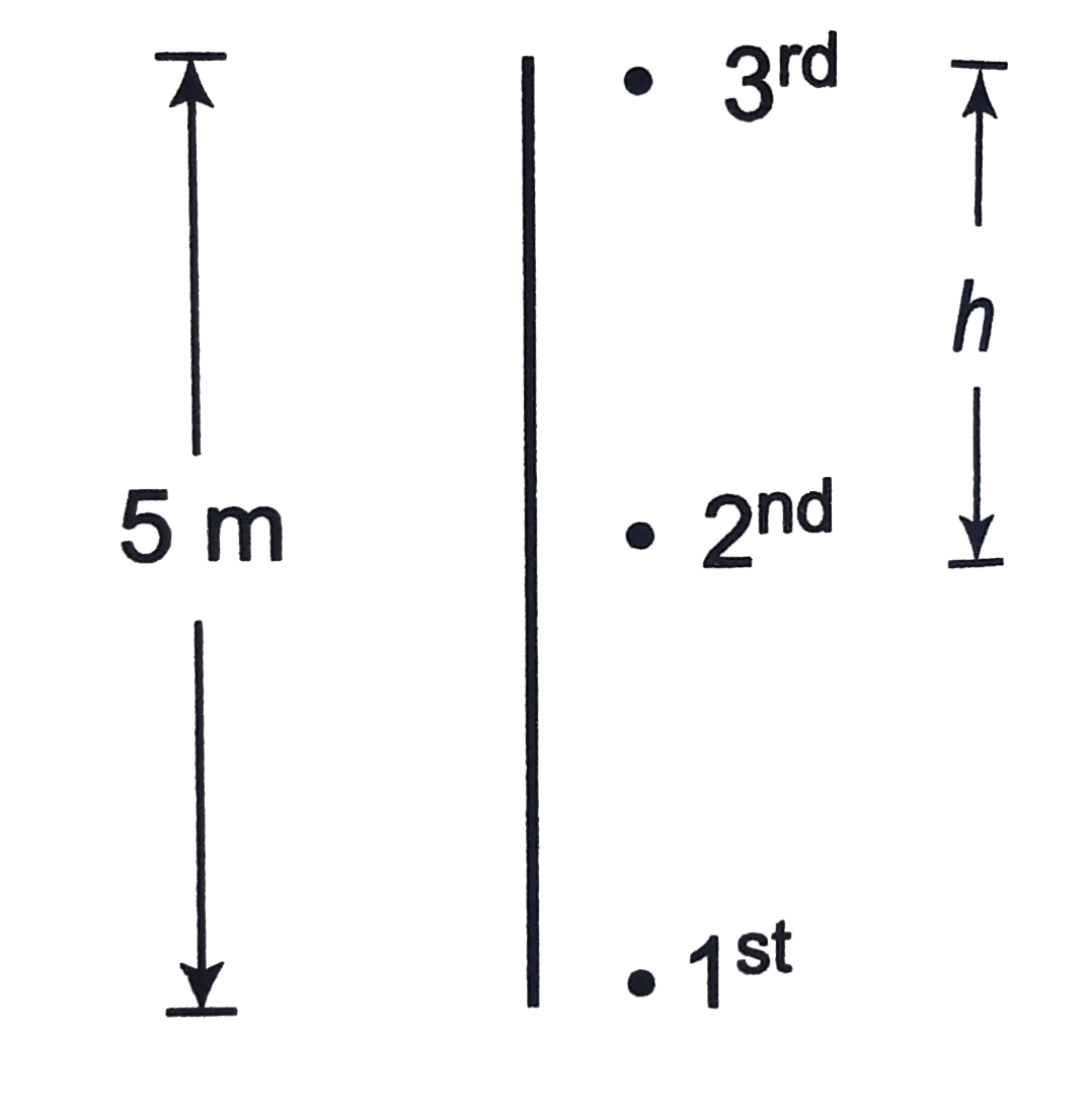 Water drops fall at regular intervals from a tap 5 m above the ground ...