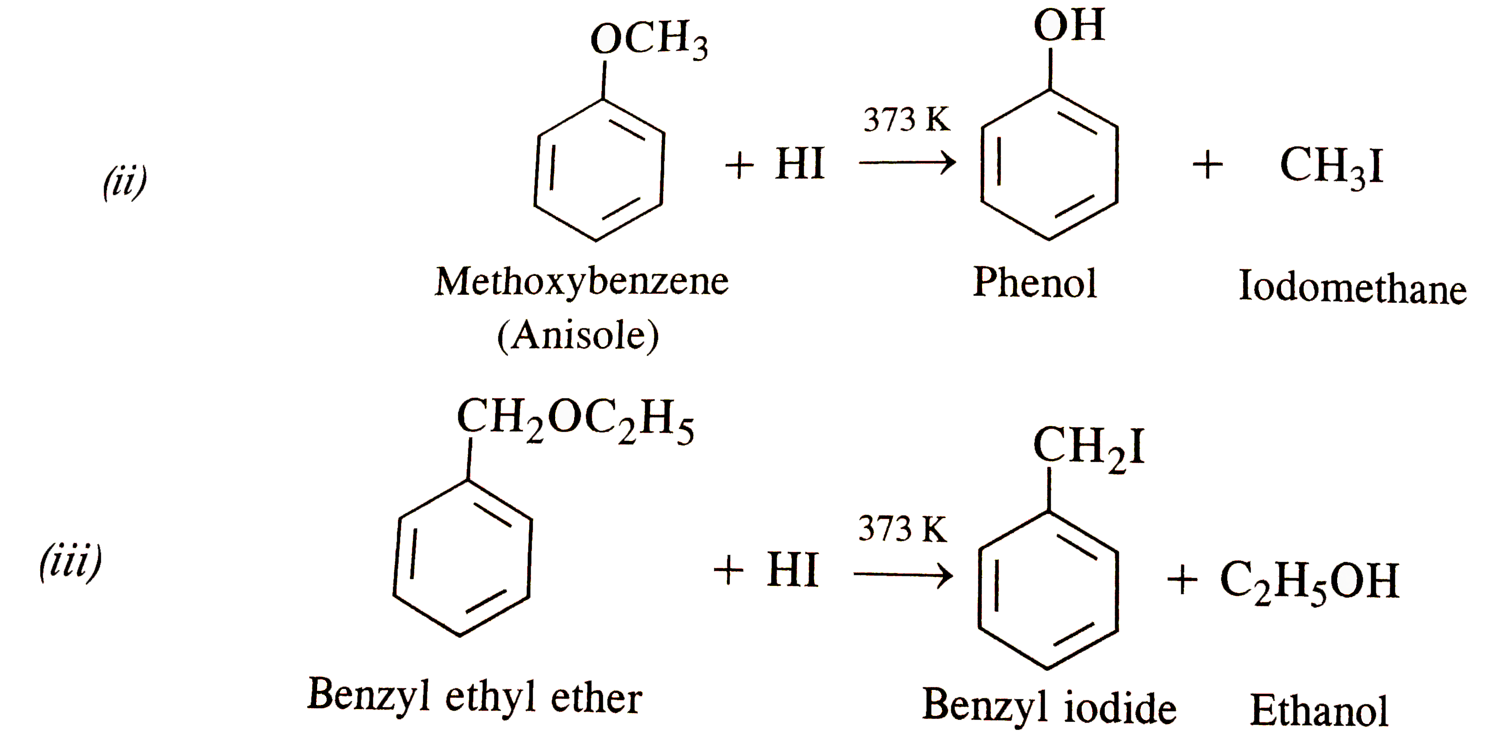 Write the equation for the reaction of HI with : (i) 1-Propoxypropane ...