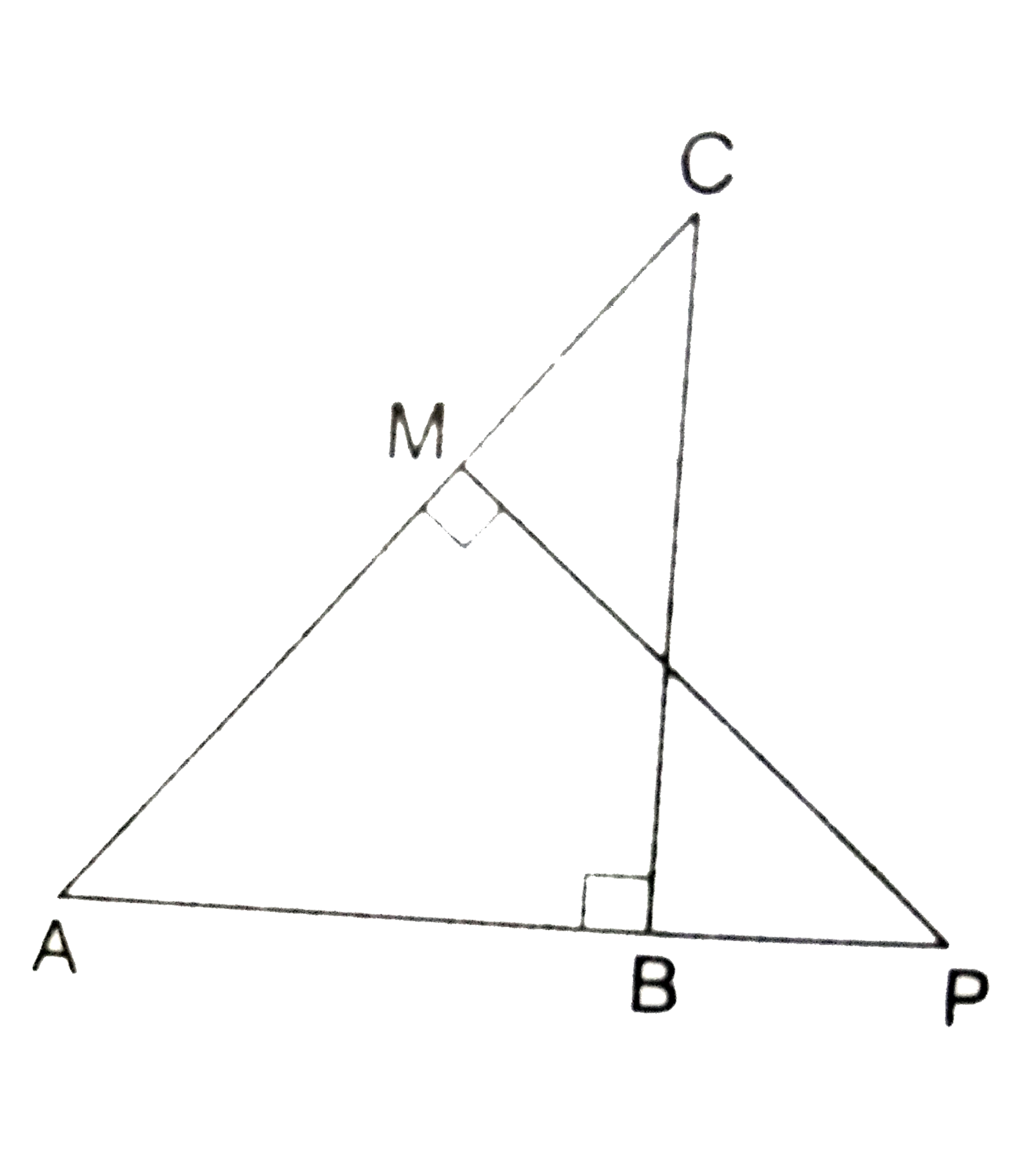 In the given figure, `Delta ABC and Delta AMP` are right- angled at B ... In the given figure, `Delta ABC and Delta AMP` are right- angled at B ...