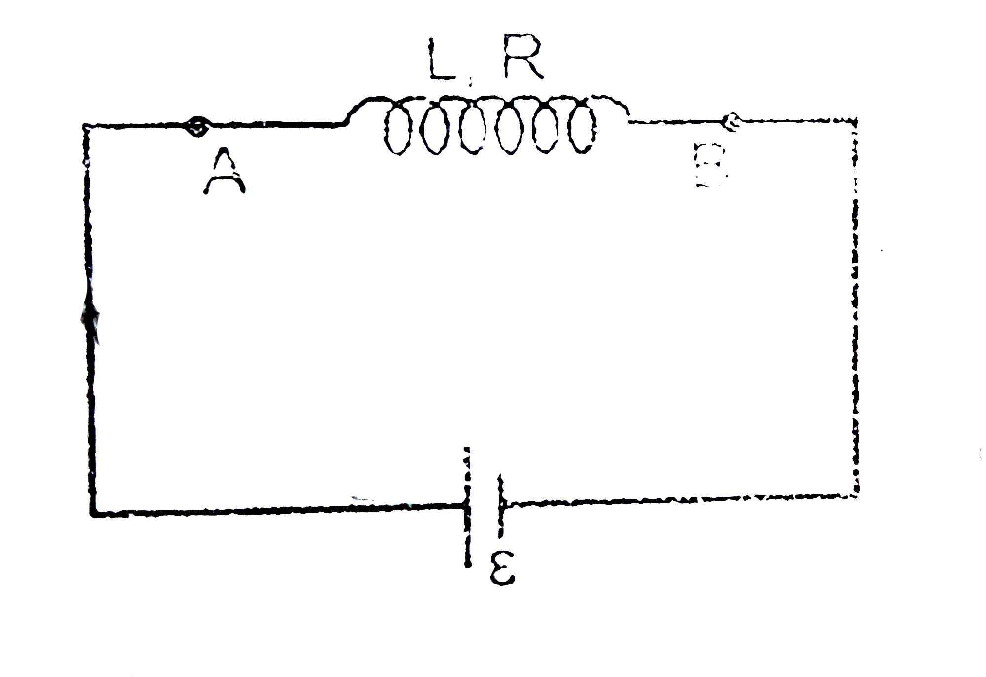 An `LR` series circuit has `L=1 H` and `R=1 Omega`.It is connected ...