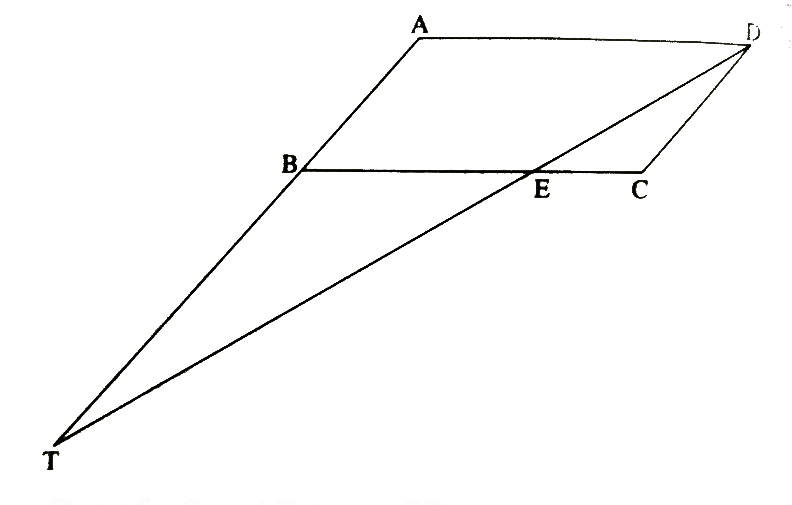 `square ABCD` is a parallelogram point E is on side BC. Line DE ...