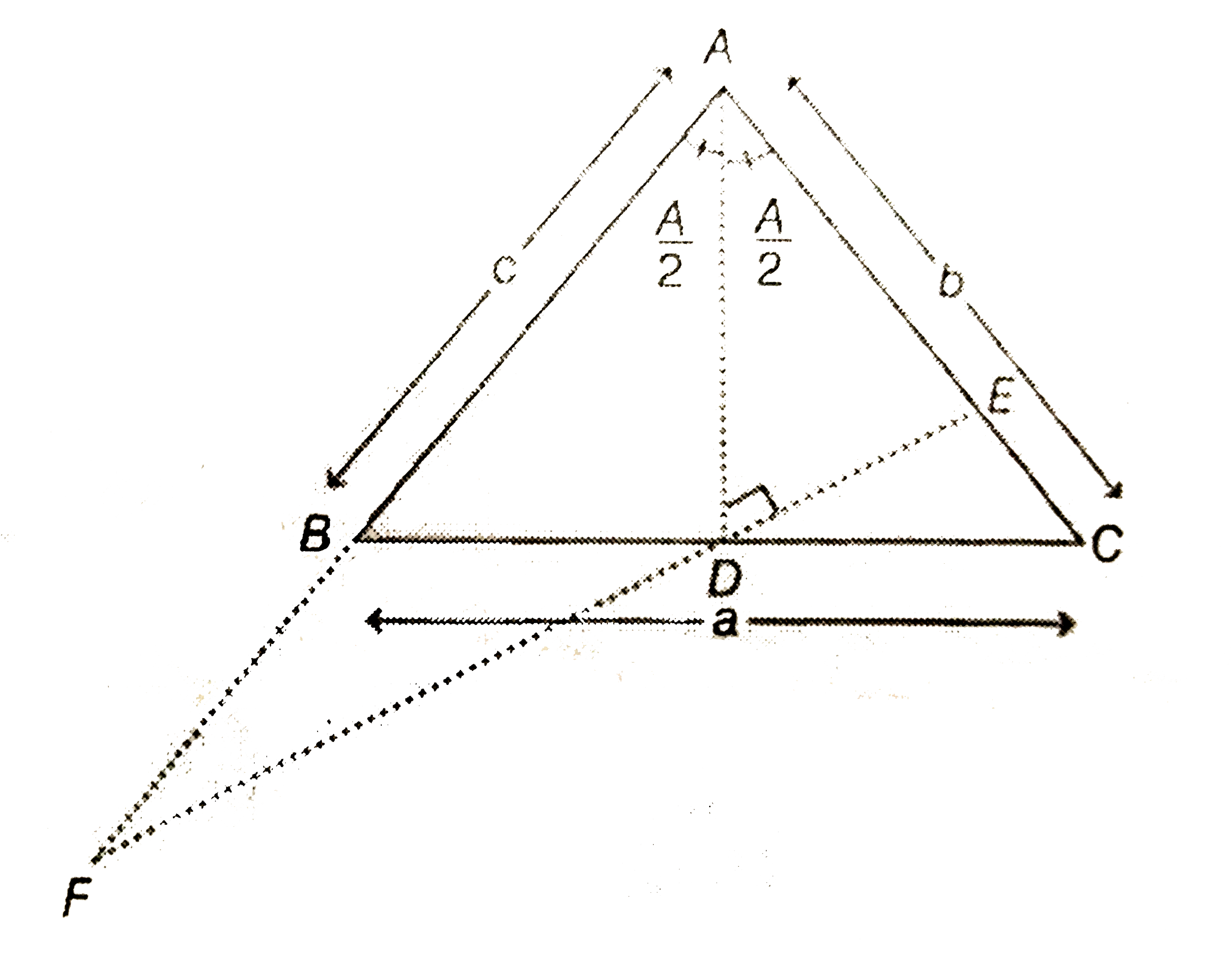 Internal bisector of `/_A` of triangle ABC meets side BC at D. A line ...