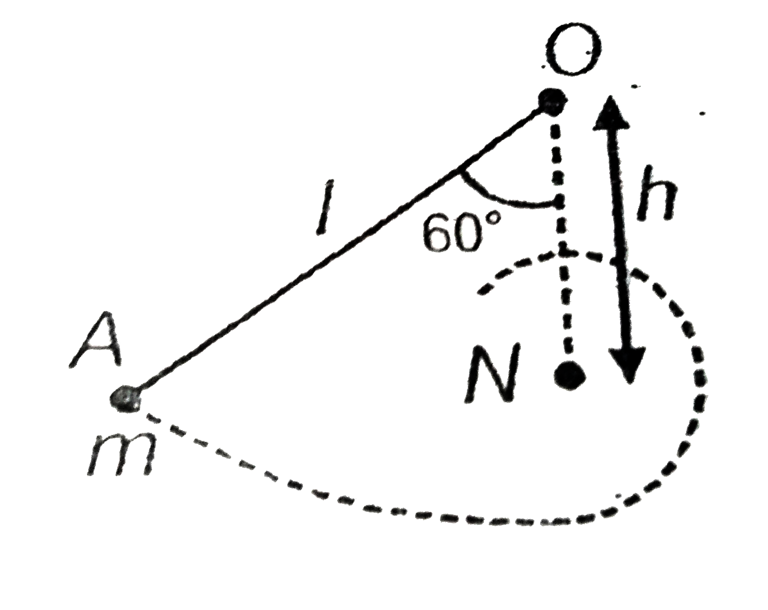 A particle of mass m, attached to the end of string of length l is released from the initial ...
